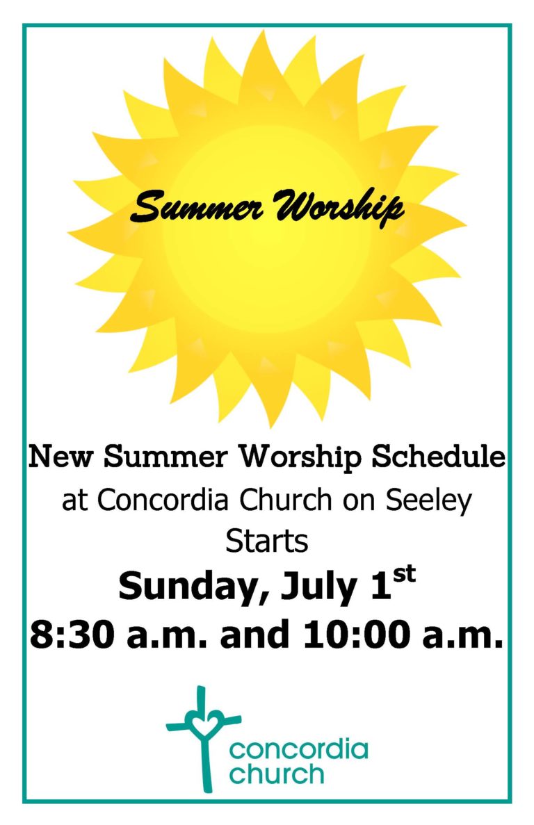 Summer Worship Poster 2018 - Concordia Lutheran Church Chicago