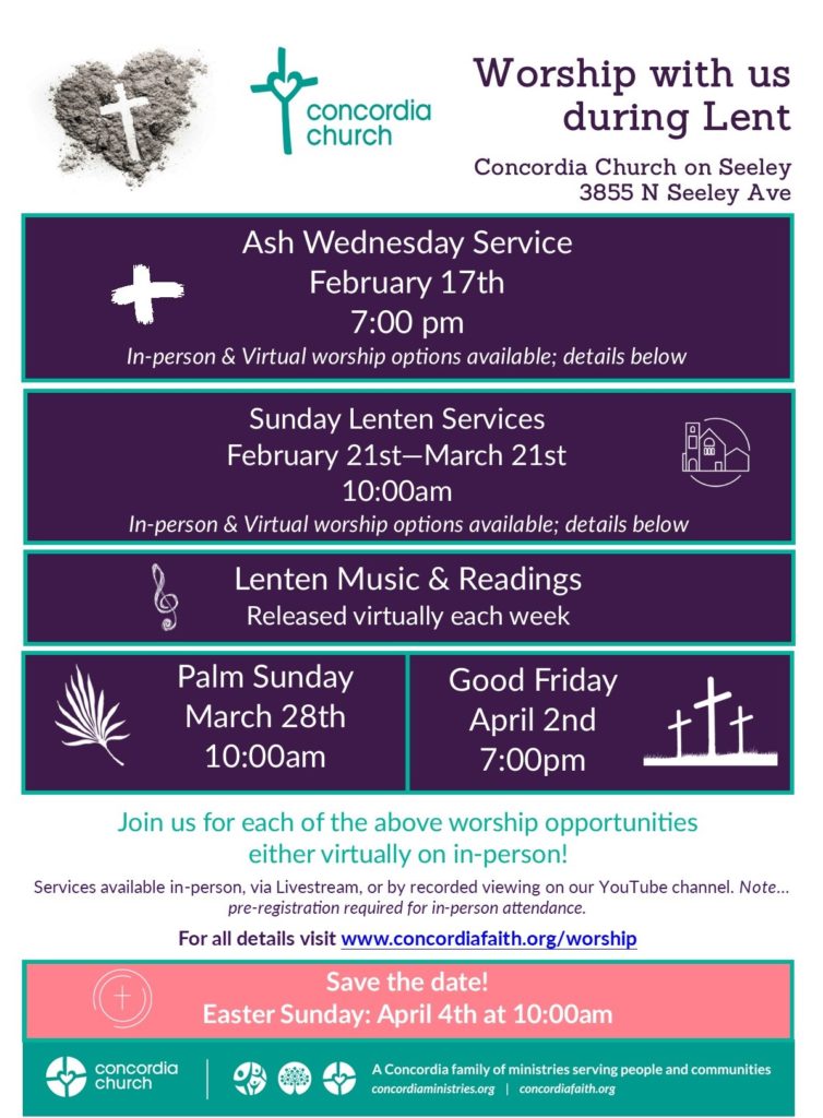 Lent season flyer 2021 - Concordia Lutheran Church Chicago